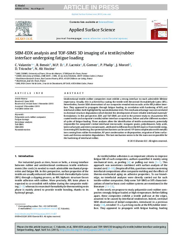 (PDF) SEM-EDX analysis and TOF-SIMS 3D imaging of a textile/rubber ...