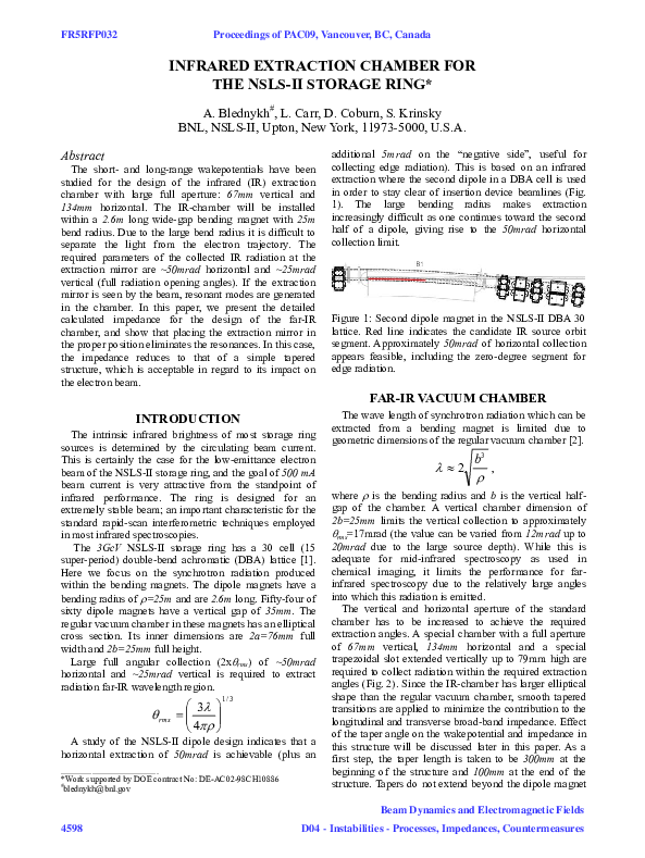 (PDF) Infrared Extraction Chamber for the NSLS-II Storage Ring