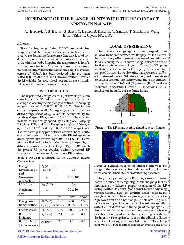 (PDF) Impedance of the Flange Joints With the RF Contact Spring in NSLS-II