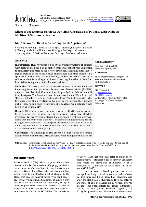 (PDF) Effect of Leg Exercise on the Lower Limb Circulation of Patients ...