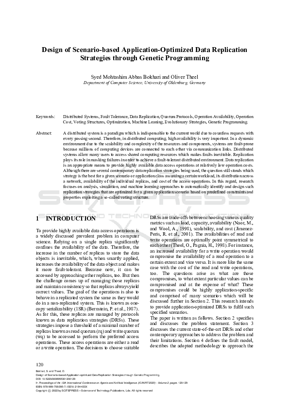 (PDF) Design of Scenario-based Application-optimized Data Replication Strategies through Genetic ...