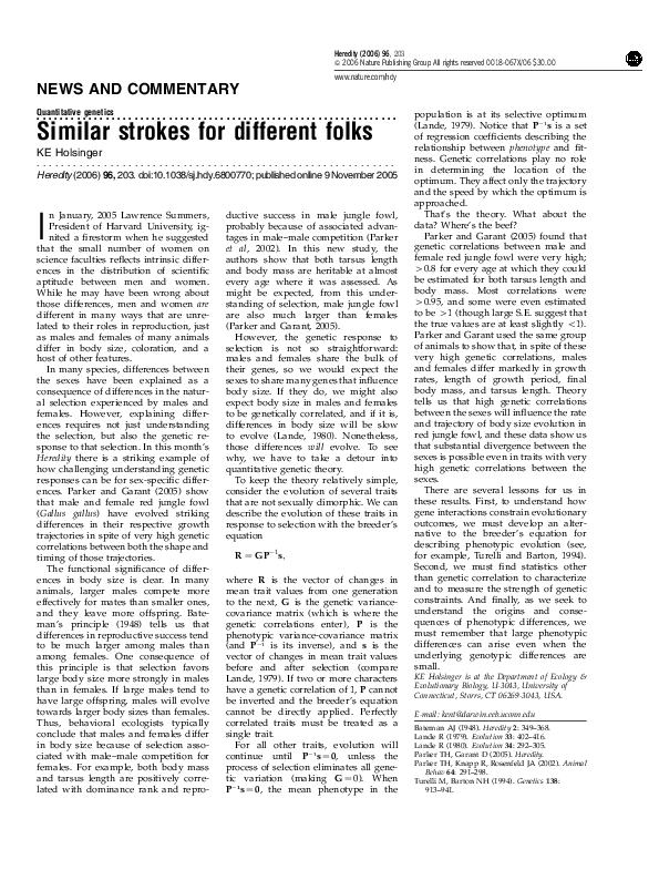 (PDF) Quantitative genetics: Similar strokes for different folks