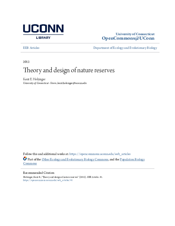 (PDF) Theory and design of nature reserves