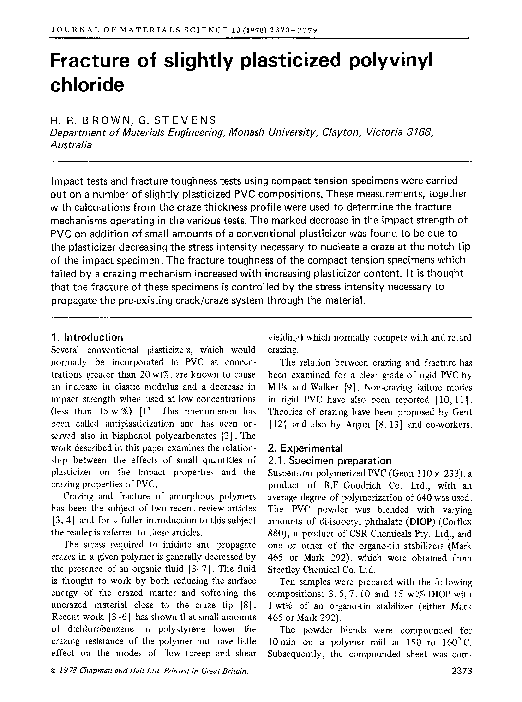 (PDF) Fracture of slightly plasticized polyvinyl chloride