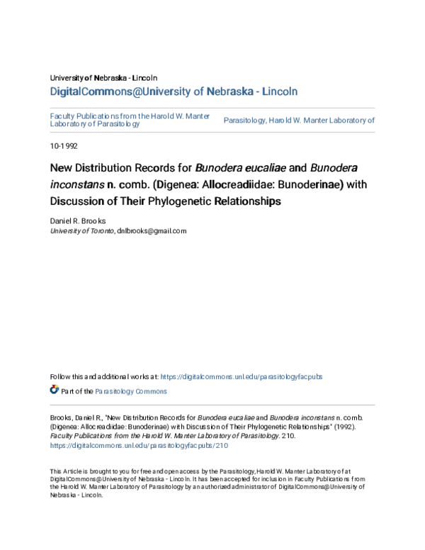 (PDF) New Distribution Records for Bunodera eucaliae and Bunodera ...