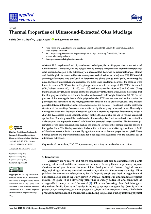 (PDF) Thermal Properties of Ultrasound-Extracted Okra Mucilage