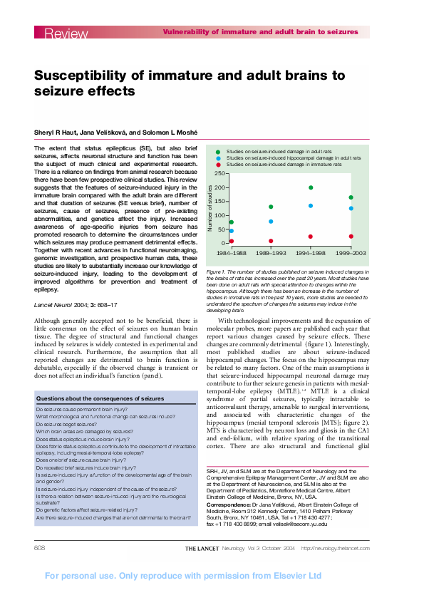 (PDF) Susceptibility of immature and adult brains to seizure effects
