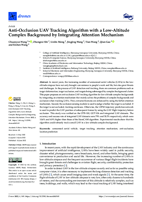 (PDF) Anti-Occlusion UAV Tracking Algorithm with a Low-Altitude Complex ...