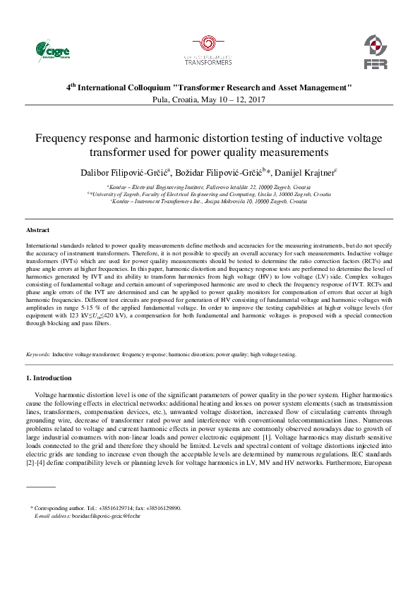 (PDF) Frequency response and harmonic distortion testing of inductive ...