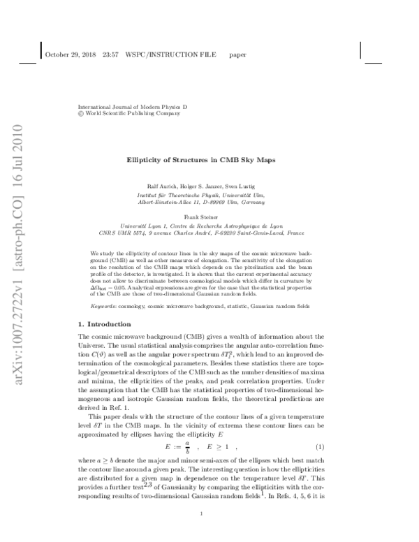 (PDF) Ellipticity of Structures in CMB Sky Maps | Frank Steiner ...