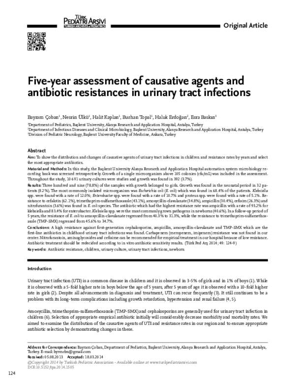 (PDF) Five-year assessment of causative agents and antibiotic ...