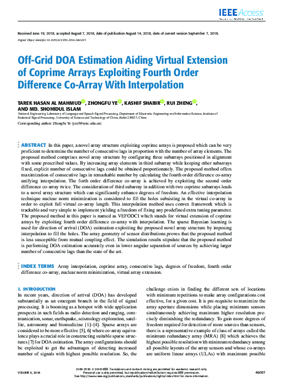 (PDF) Off-Grid DOA Estimation Aiding Virtual Extension of Coprime Arrays Exploiting Fourth Order ...