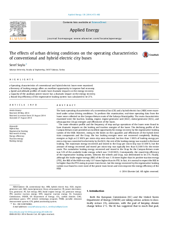 (PDF) The effects of urban driving conditions on the operating ...