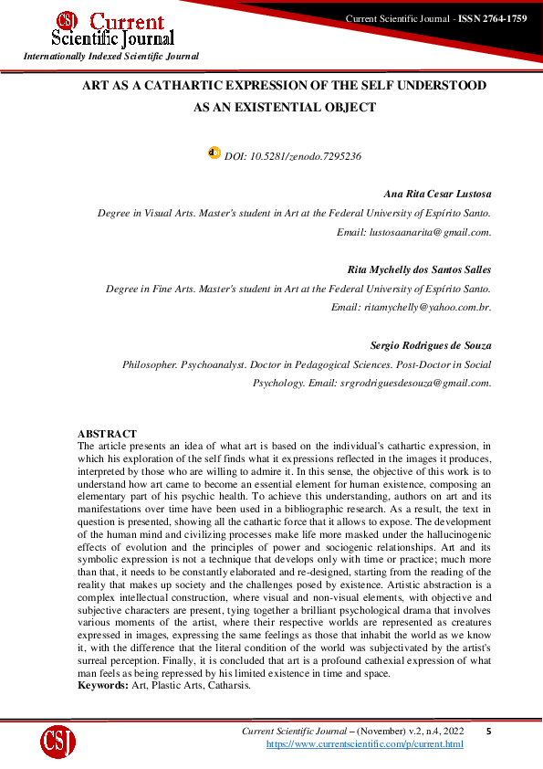(PDF) Art as a Cathartic Expression of the Self Understood as an ...