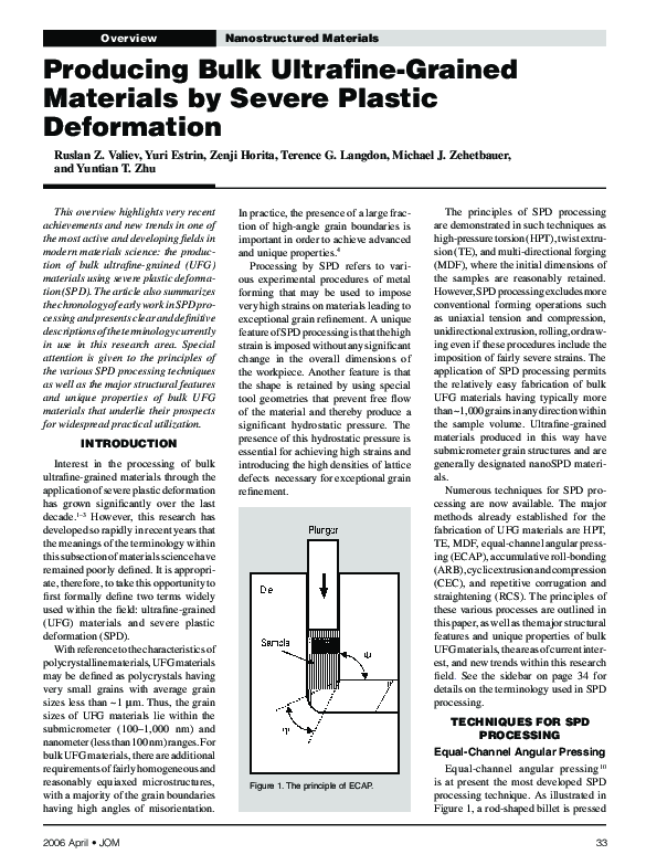 (PDF) Producing bulk ultrafine-grained materials by severe plastic deformation