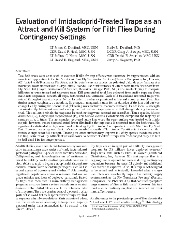 (PDF) Evaluation of imidacloprid-treated traps as an attract and kill ...