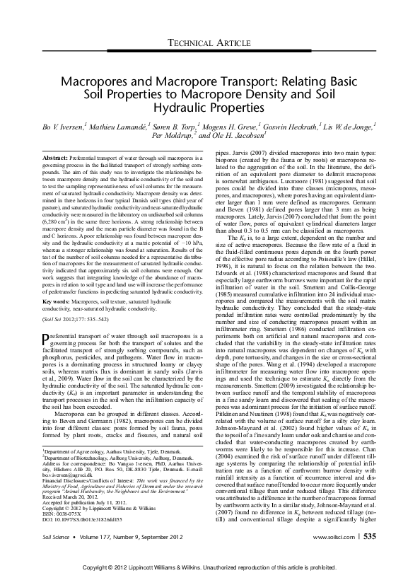 (PDF) Macropores and Macropore Transport