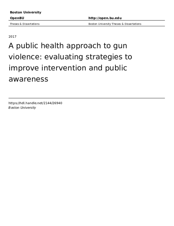 (PDF) A public health approach to gun violence: evaluating strategies ...