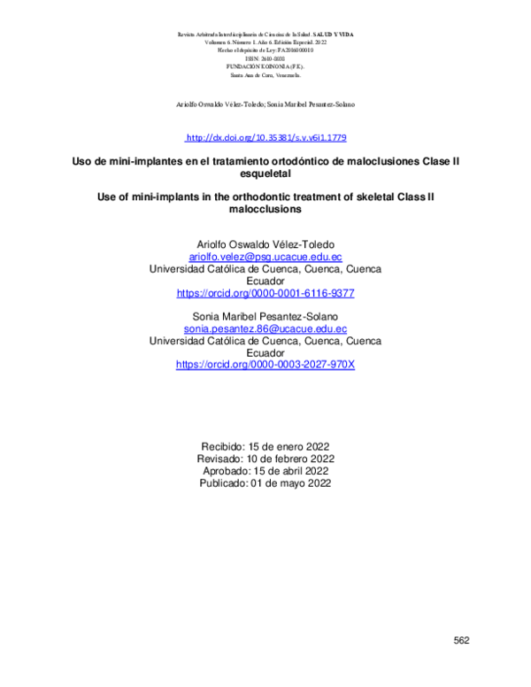 (PDF) Uso de mini-implantes en el tratamiento ortodóntico de ...