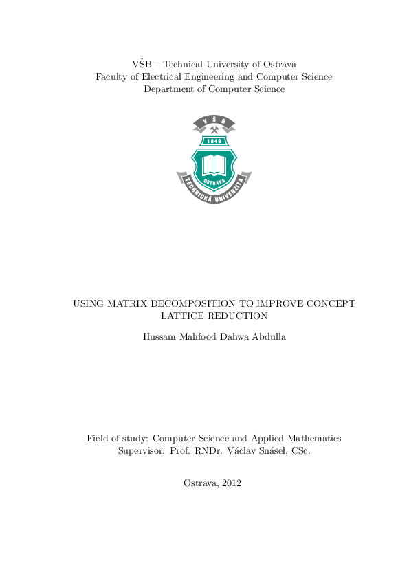 (PDF) Using matrix decompostion to improve concept lattice reduction