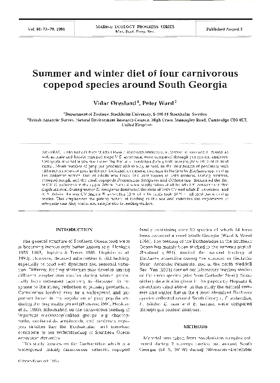 (PDF) Summer and winter diet of four carnivorous copepod species around ...