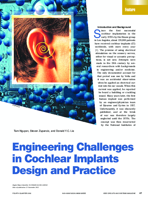 (PDF) Engineering Challenges in Cochlear Implants Design and Practice