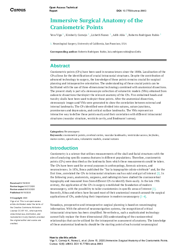 (PDF) Immersive Surgical Anatomy of the Craniometric Points