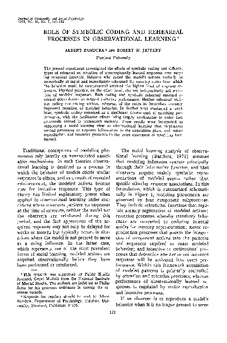 (PDF) Role of symbolic coding and rehearsal processes in observational ...