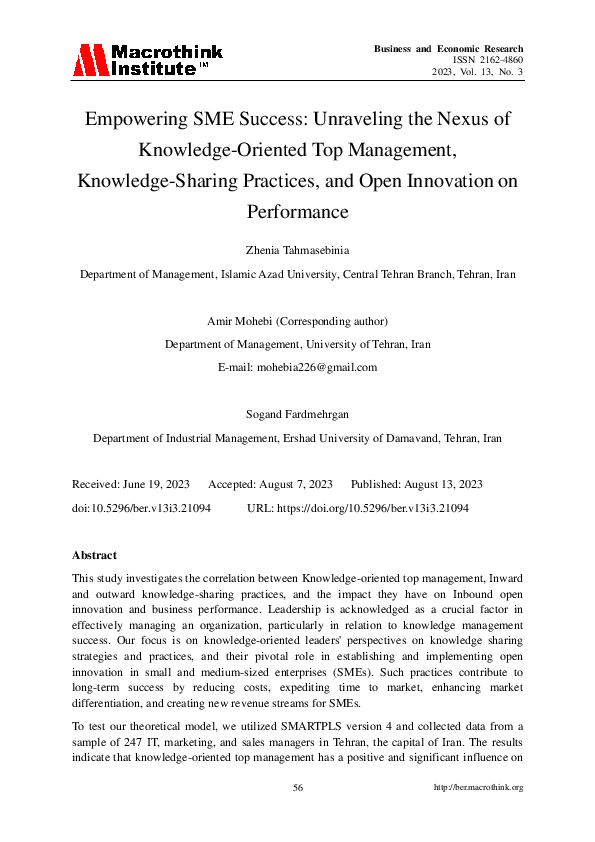 (PDF) Empowering SME Success: Unraveling the Nexus of Knowledge ...
