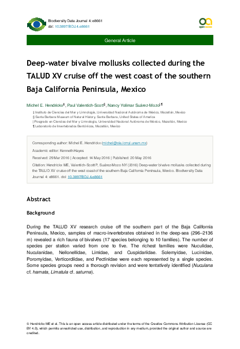 (PDF) Deep-water bivalve mollusks collected during the TALUD XV cruise ...
