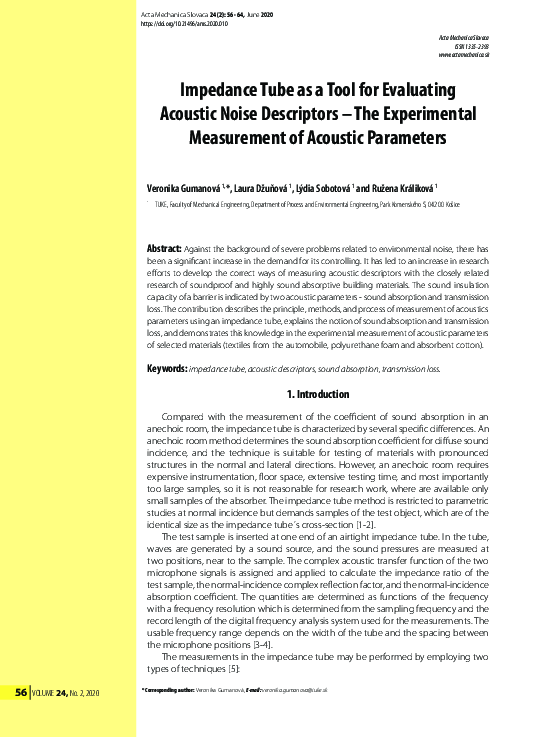 (PDF) Impedance Tube as a Tool for Evaluating Acoustic Noise ...