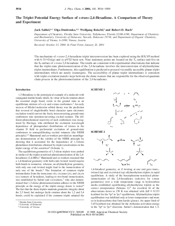 (PDF) The Triplet Potential Energy Surface of s-trans-2,4-Hexadiene. A ...