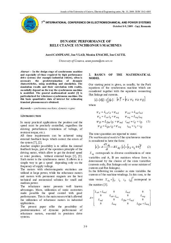 (PDF) Dynamic Performance of Reluctance Synchronous Machines