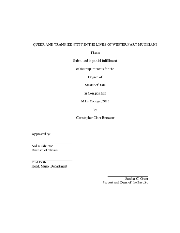 (PDF) QUEER AND TRANS IDENTITY IN THE LIVES OF WESTERN ART MUSICIANS ... (PDF) QUEER AND TRANS IDENTITY IN THE LIVES OF WESTERN ART MUSICIANS ...