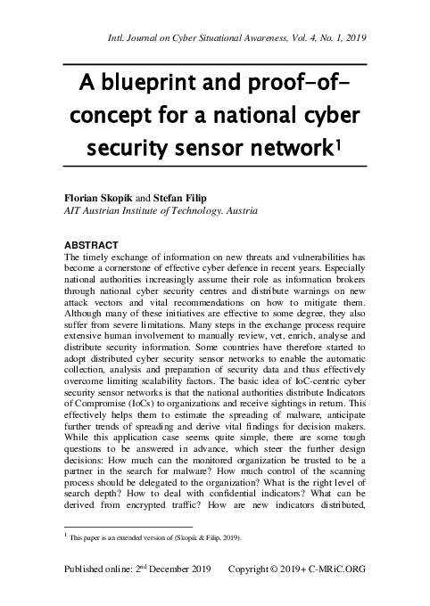 (PDF) A blueprint and proof-of-concept for a national cyber security ...