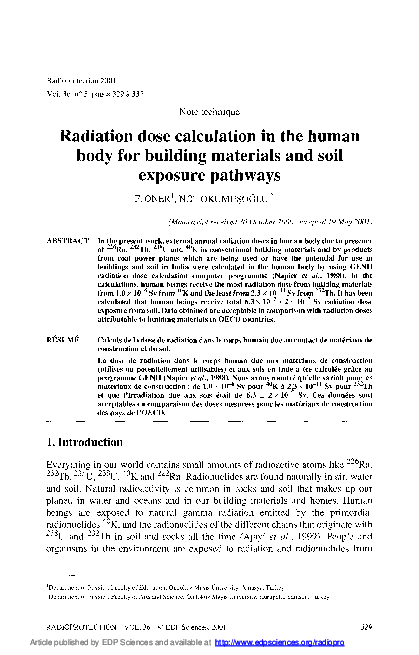 (PDF) Radiation dose calculation in the human body for building ...