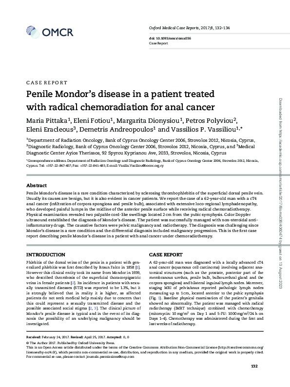 (PDF) Penile Mondor's disease in a patient treated with radical ...