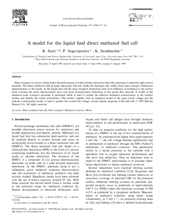 (PDF) A model for the liquid feed direct methanol fuel cell