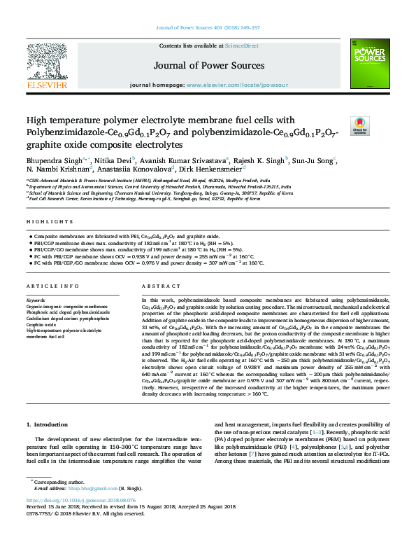 (PDF) High temperature polymer electrolyte membrane fuel cell ...