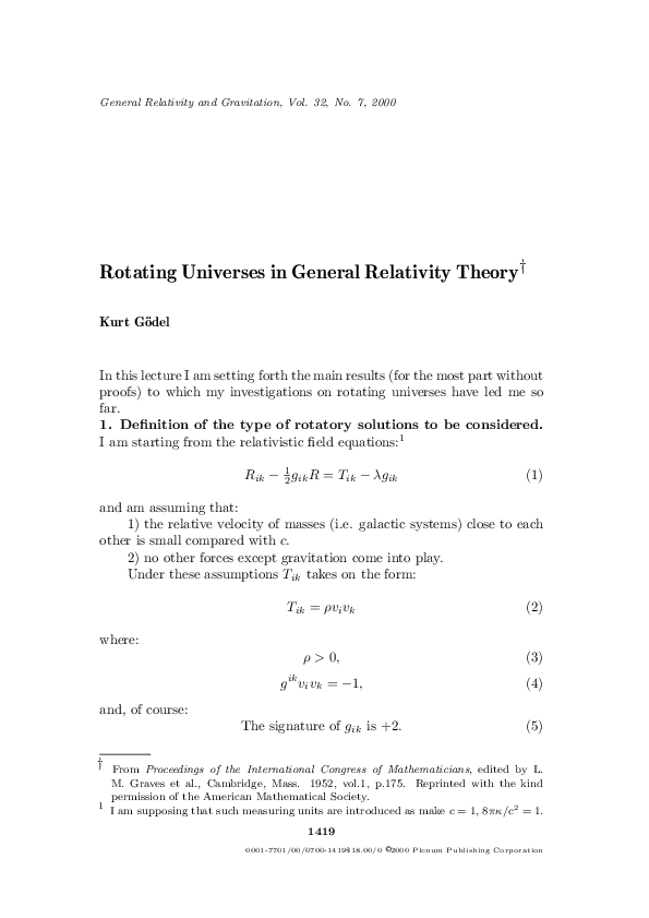 (PDF) Rotating Universes in General Relativity Theory