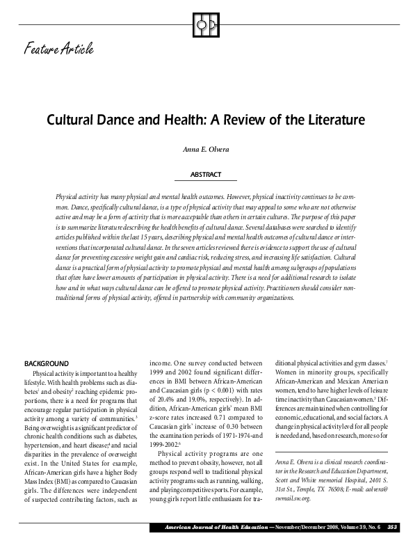 (PDF) Cultural Dance and Health