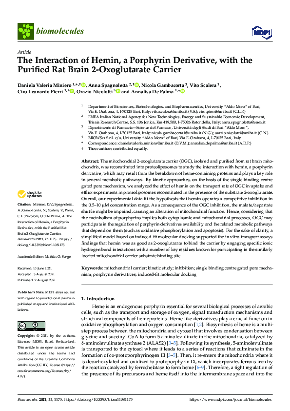 (PDF) The Interaction of Hemin, a Porphyrin Derivative, with the ...