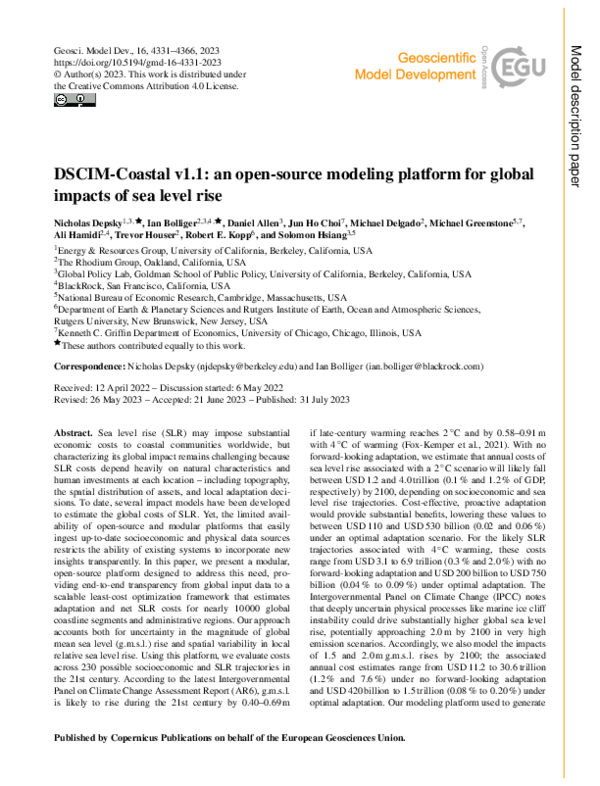 (PDF) DSCIM-Coastal v1.1: an open-source modeling platform for global impacts of sea level rise