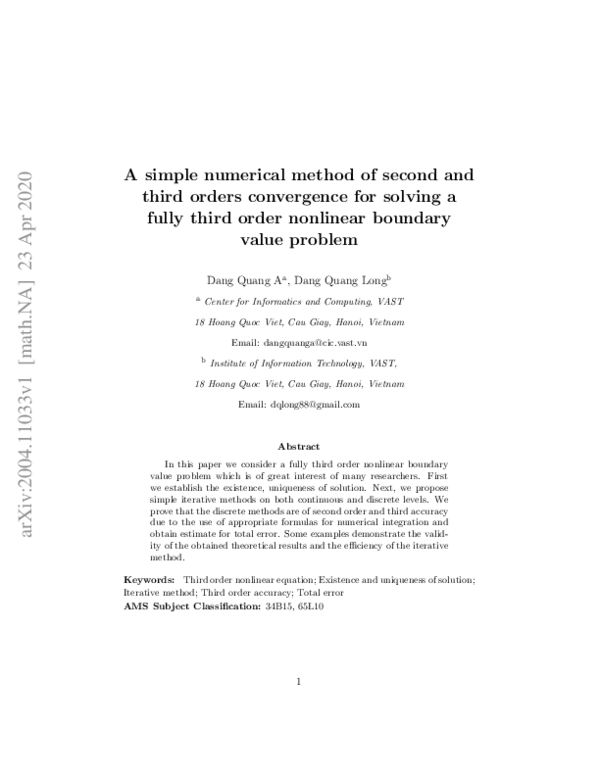(PDF) A simple numerical method of second and third orders convergence for solving a fully third ...