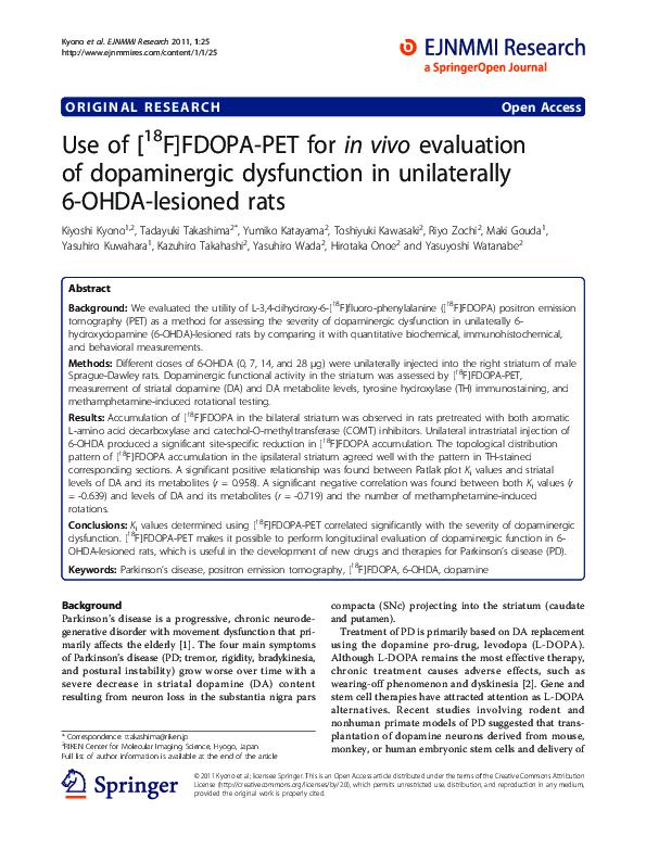 (PDF) Use of [18F]FDOPA-PET for in vivo evaluation of dopaminergic ...
