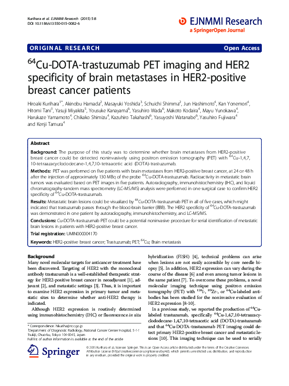 (PDF) 64Cu-DOTA-trastuzumab PET imaging and HER2 specificity of brain ...