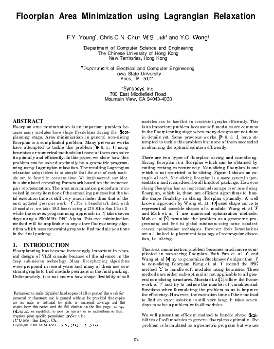 (PDF) Optimal Floorplan Area Minimization via Lagrangian Relaxation