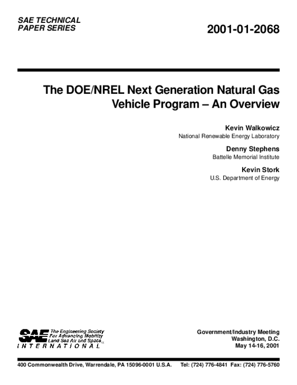 (PDF) The DOE/NREL Next Generation Natural Gas Vehicle Program - An ...