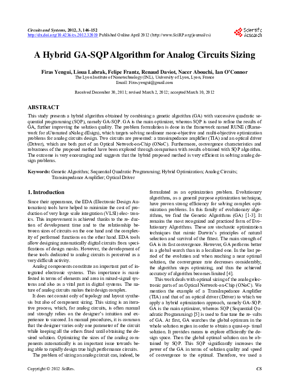 (PDF) A Hybrid GA-SQP Algorithm for Analog Circuits Sizing | Ian O’Connor - Academia.edu