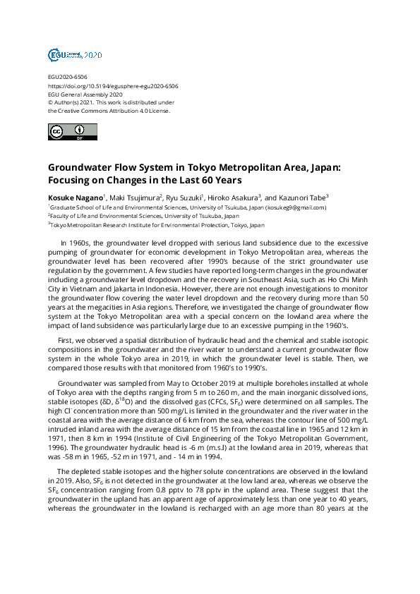 (PDF) Groundwater Flow System in Tokyo Metropolitan Area, Japan ...